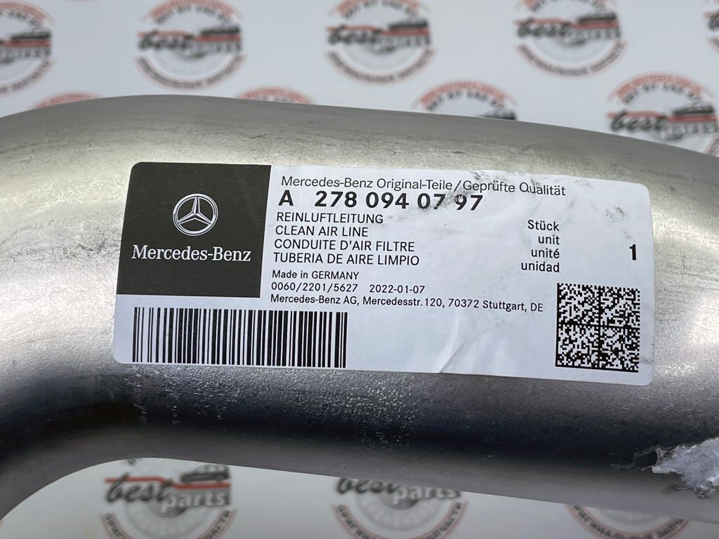 A2780940797, A 278 094 07 97 Трубка впускного коллектора левая Mercedes ...